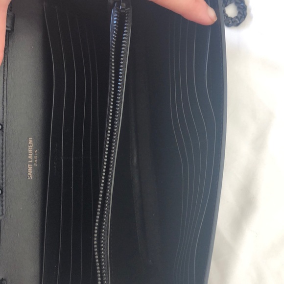 Yves Saint Laurent | Bags | Ysl Wallet On Chain Patent Black Leather ...